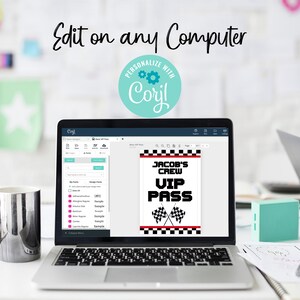 EDITABLE Race Car VIP Pass Favors - VIP Pit Crew Pass - Race Car Cards ...