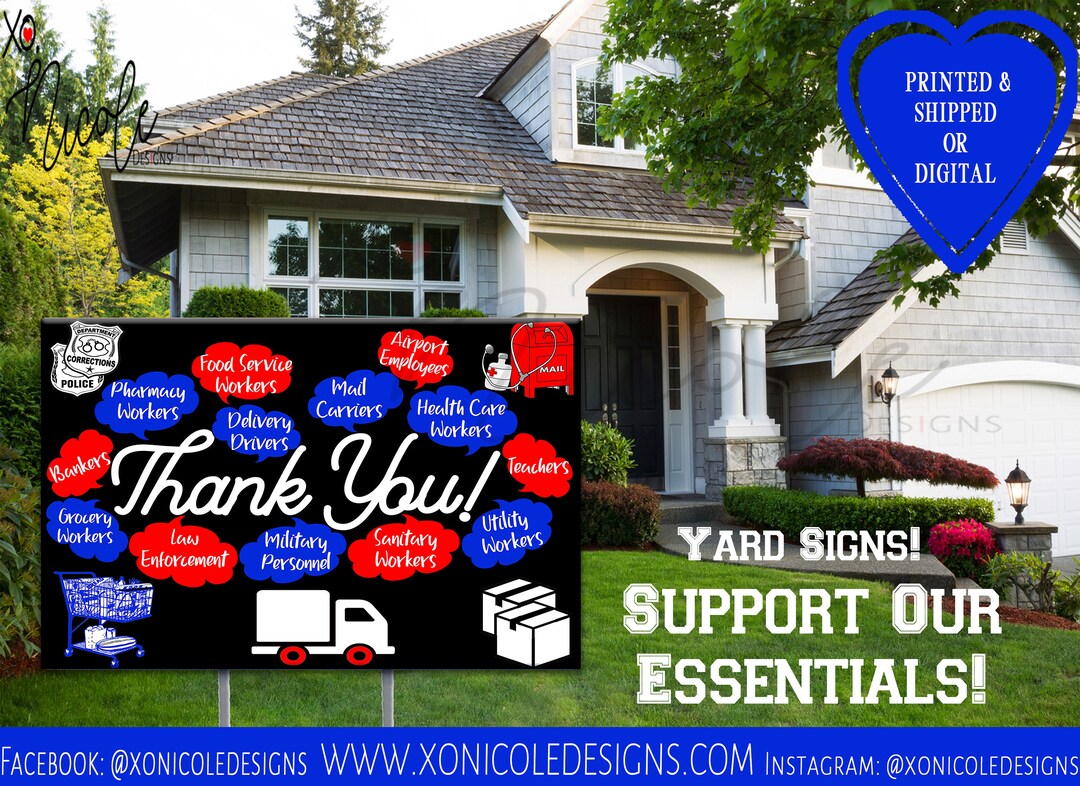 Essential Workers Yard Sign - Thank You Lawn Sign - Quarantine Sign ...