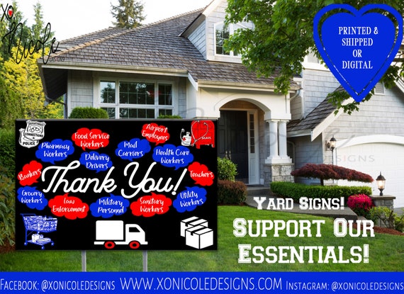 Essential Workers Yard Sign Thank You Lawn Sign Quarantine - Etsy