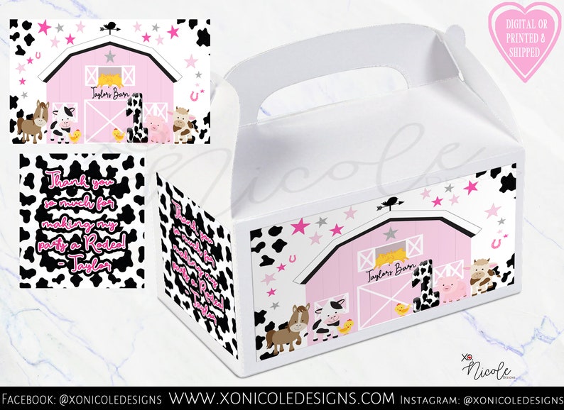 Pink Cowgirl Gable Boxes - Custom Gable Boxes - Cowgirl Birthday ...
