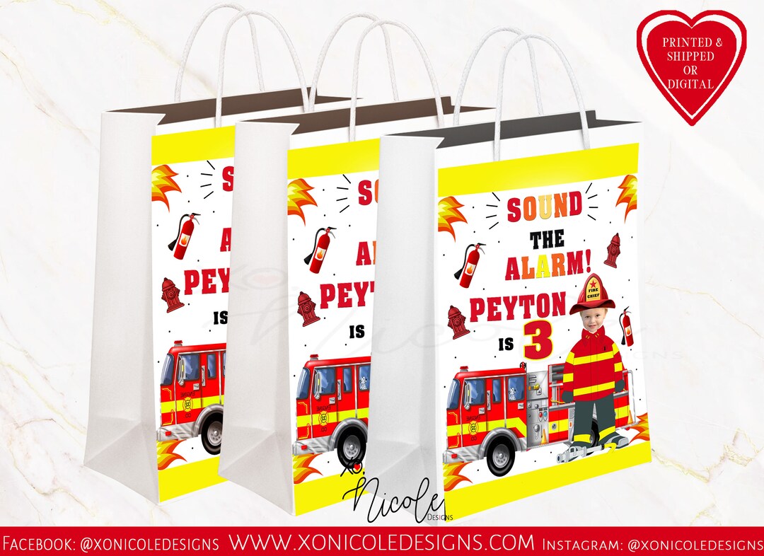 Fireman Theme Party Favor Bags - Candy Bags - Birthday Party Favors ...