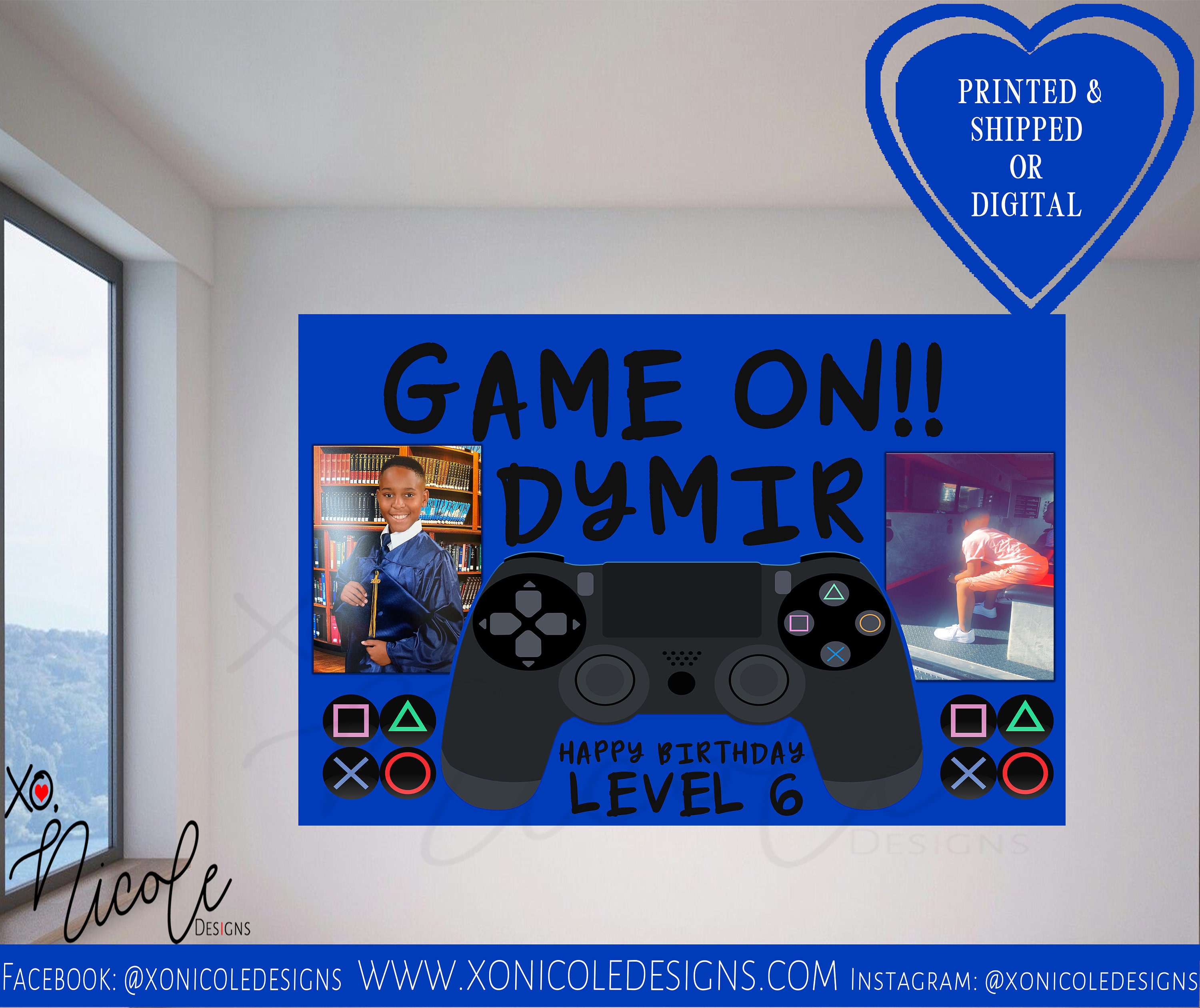 Game on Birthday Banner Game on Backdrop Game on Gamer Party Gamer ...