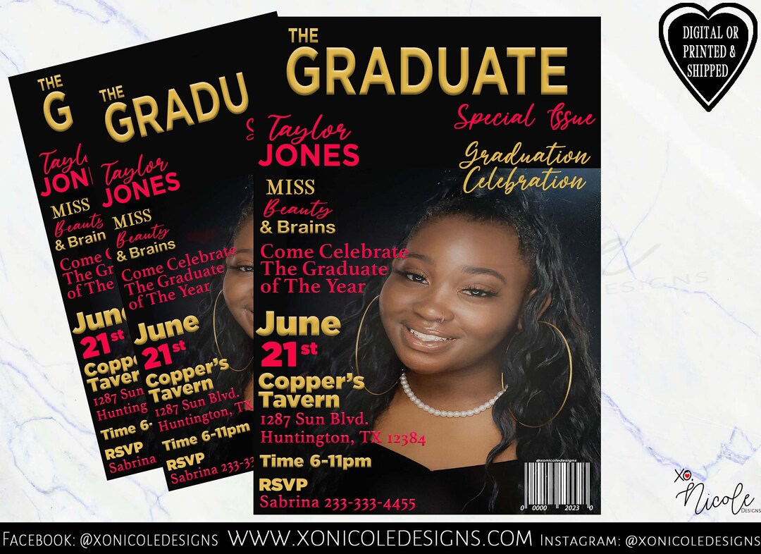 Graduation Party Invitation - Graduation Magazine Cover Invitation ...