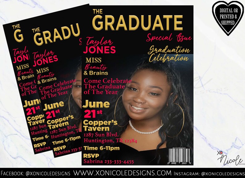 Graduation Party Invitation Graduation Magazine Cover - Etsy