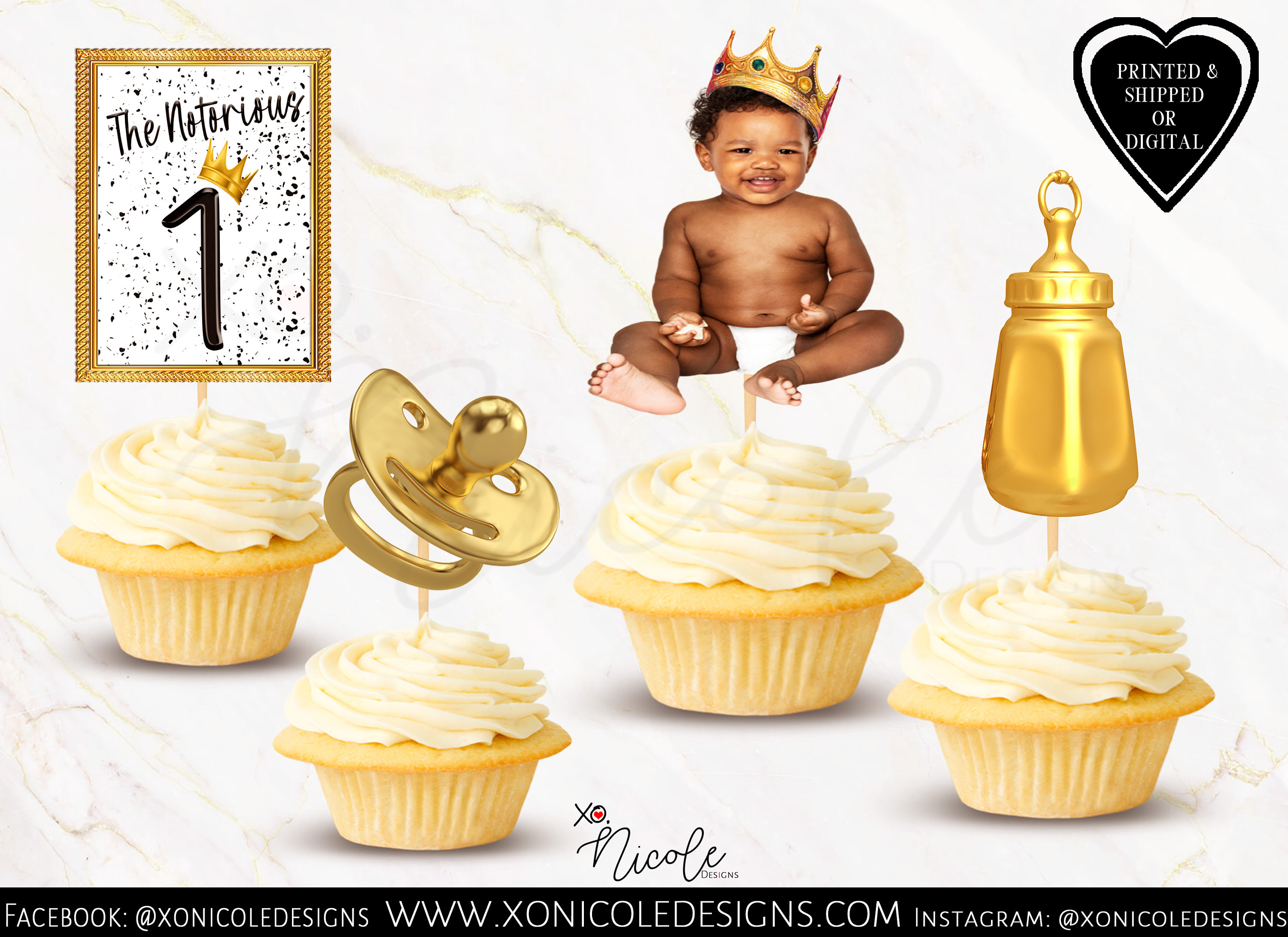 Notorious Cupcake Toppers - Biggie Party Cupcake Toppers - Notorious ...
