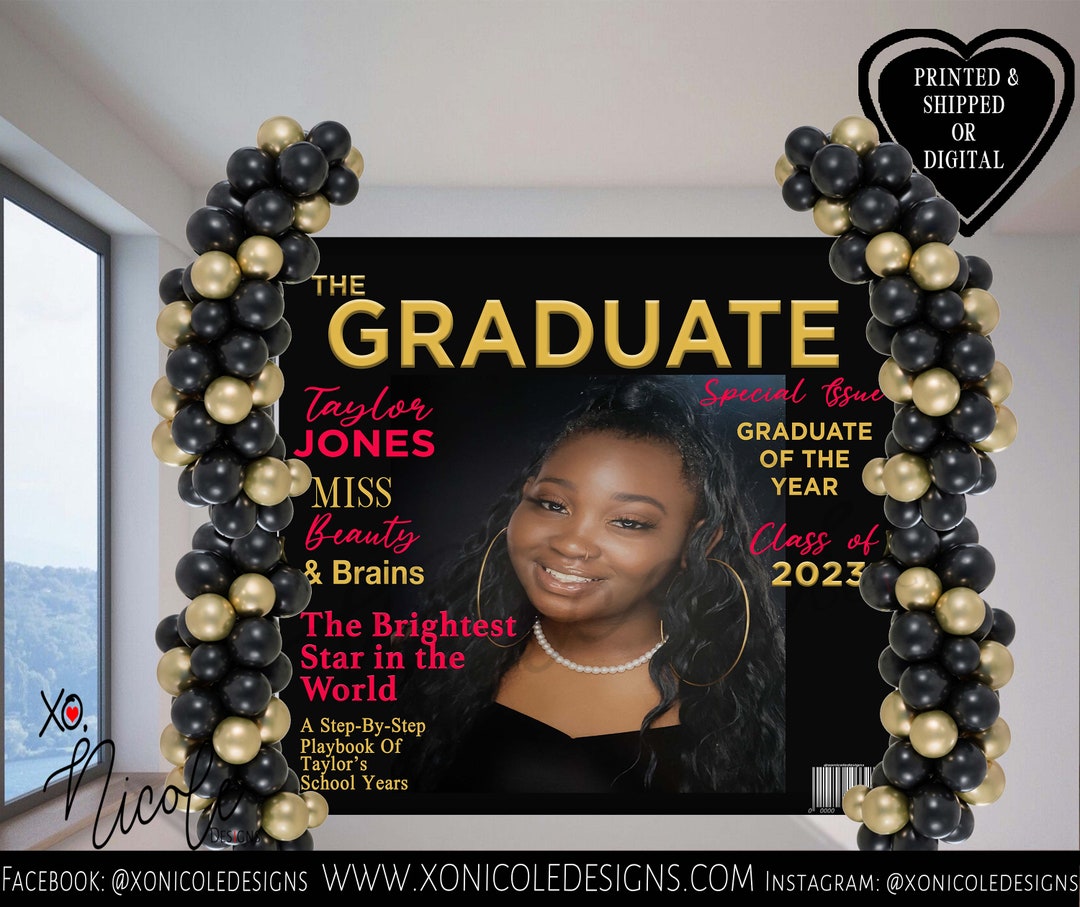 Graduation Backdrop - Magazine Cover Backdrop - Class of Theme - Photo ...