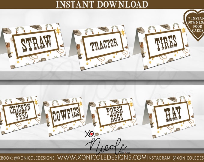 Instant Download Rodeo Cowboy Birthday Party Food Labels 1st Rodeo ...