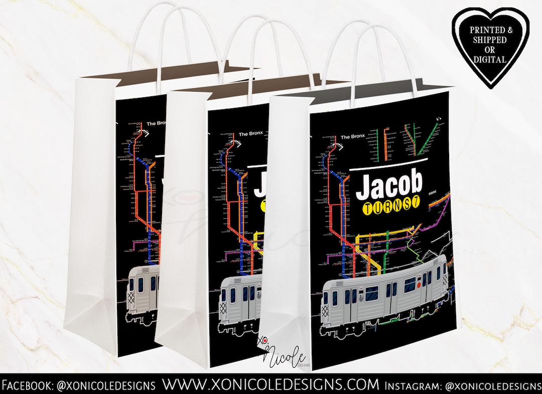Subway Theme Favor Bags - Candy Bags - Train Theme Favors - Subway ...
