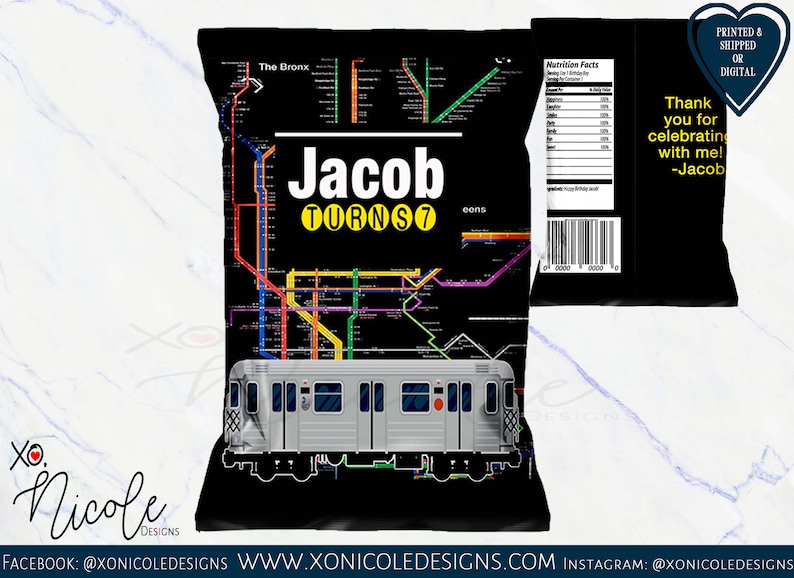Subway Theme Favors - Subway Chip Bags - Subway Gift Bags - Snack Treat ...