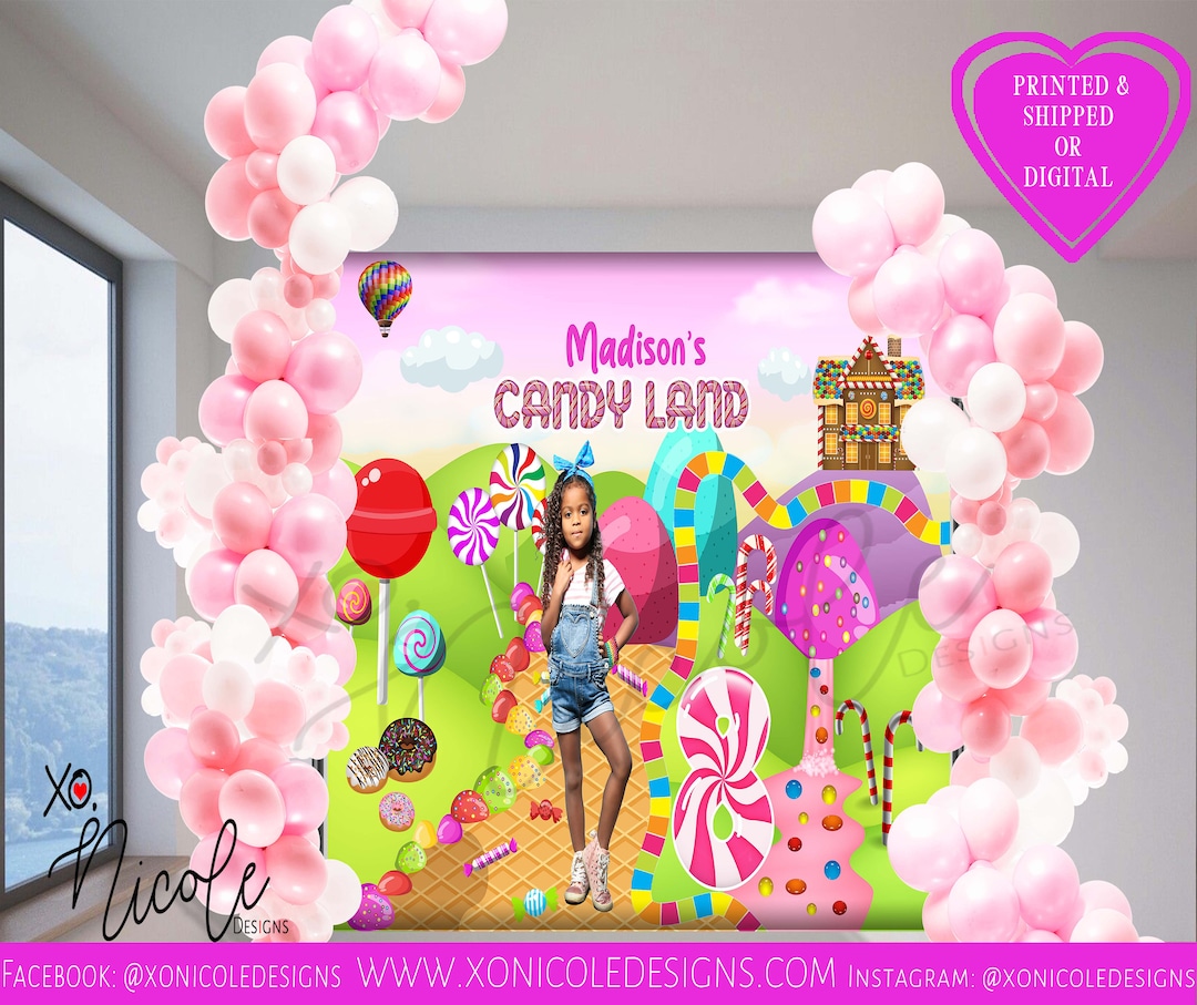 Candyland Birthday Backdrop - Candyland Backdrop - Candy Theme - Photo ...