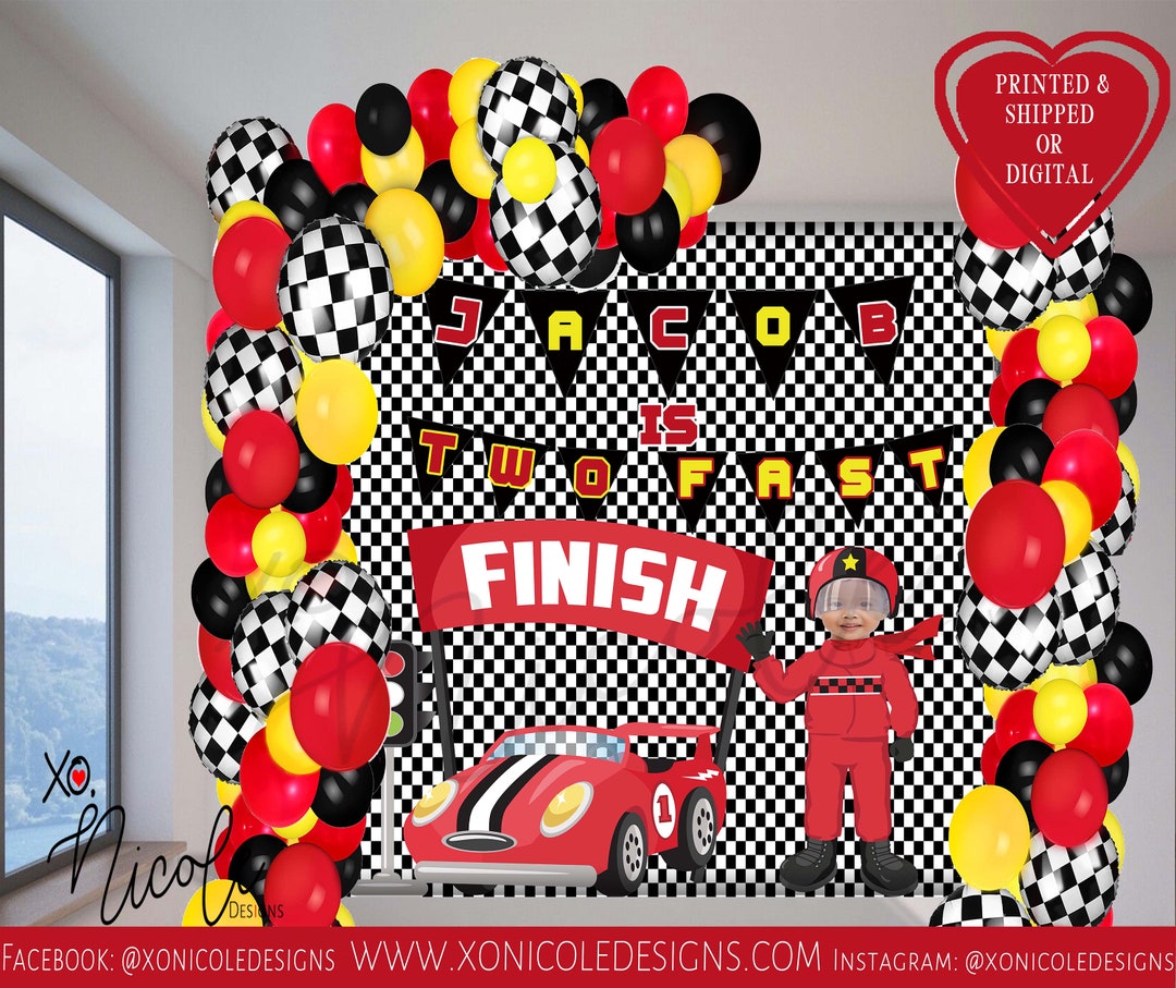Race Car Two Fast Backdrop - Race Car Backdrop - Race Car Theme - Photo ...