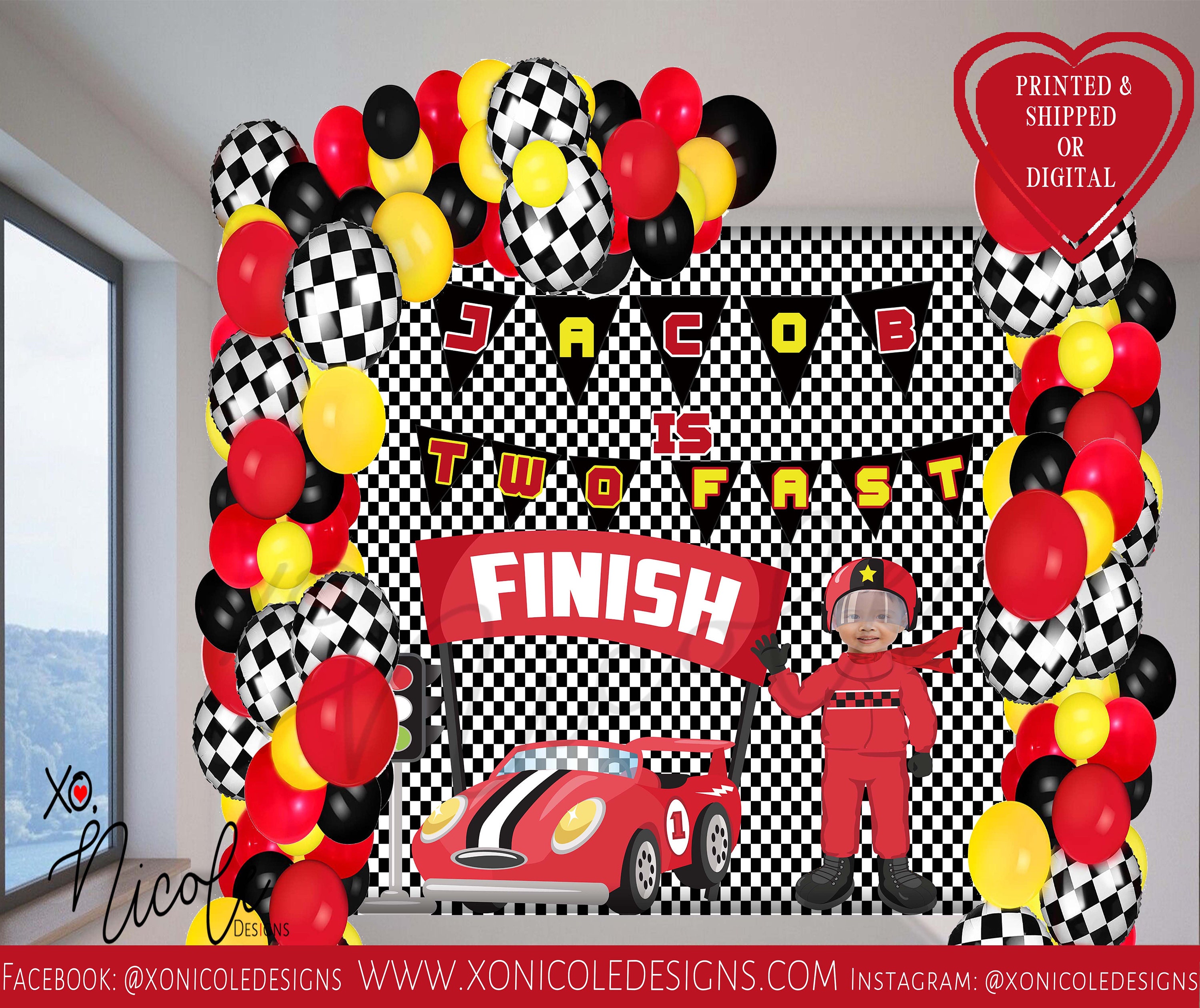 Race Car Two Fast Backdrop Race Car Backdrop Race Car Theme Photo ...