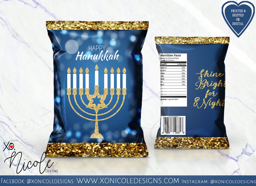 8 Nights of Hanukkah Favors Hanukkah Chip Bags Hanukkah Gift Bags Snack ...