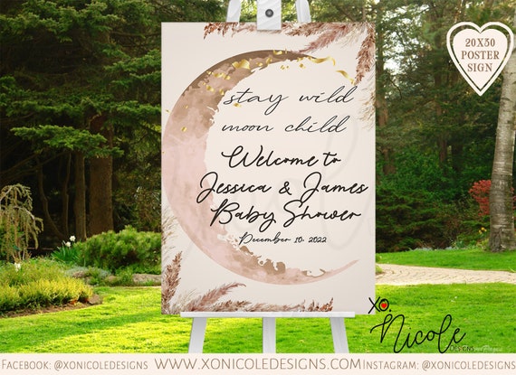 Moon Child Baby Shower Sign Poster Welcome Sign Stay - Etsy