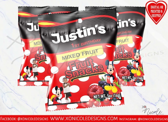 Mickey Mouse Theme Fruit Snacks Favors fruit Snacks Mickey - Etsy