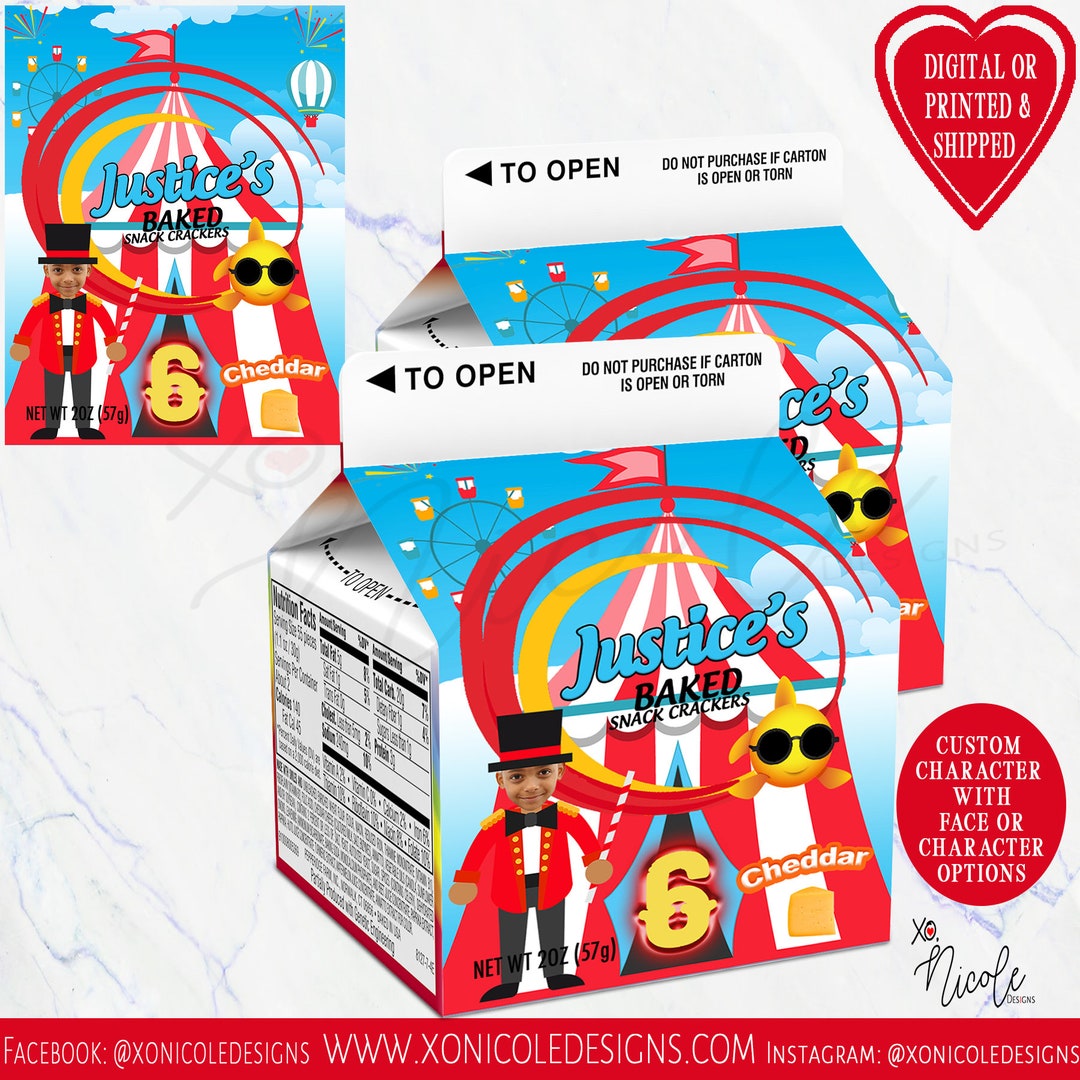 Circus Carnival Goldfish Cracker Carton Labels - Carnival Theme ...
