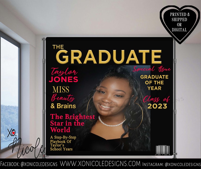 Graduation Backdrop - Magazine Cover Backdrop - Class of Theme - Photo ...