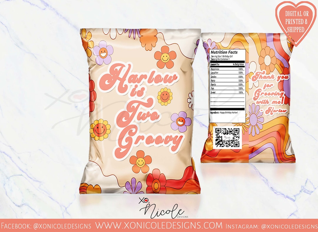 Groovy Birthday Chip Bags - Groovy Two Groovy One Chip Bags - 70's ...