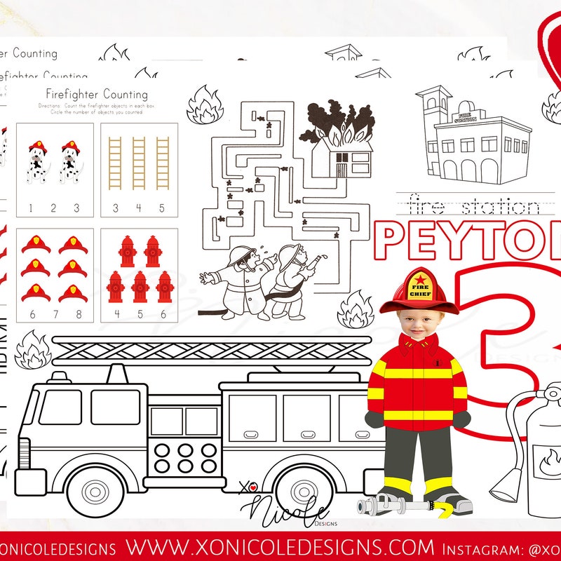 Fireman Coloring Sheet - Etsy