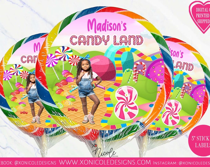Candyland Carnival Custom Lollipop Labels - Candyland Lollipop Labels ...