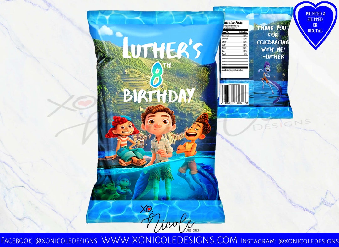 Luca Birthday - Luca Chip Bags - Luca Gift Bags - Snack Treat - Kids ...