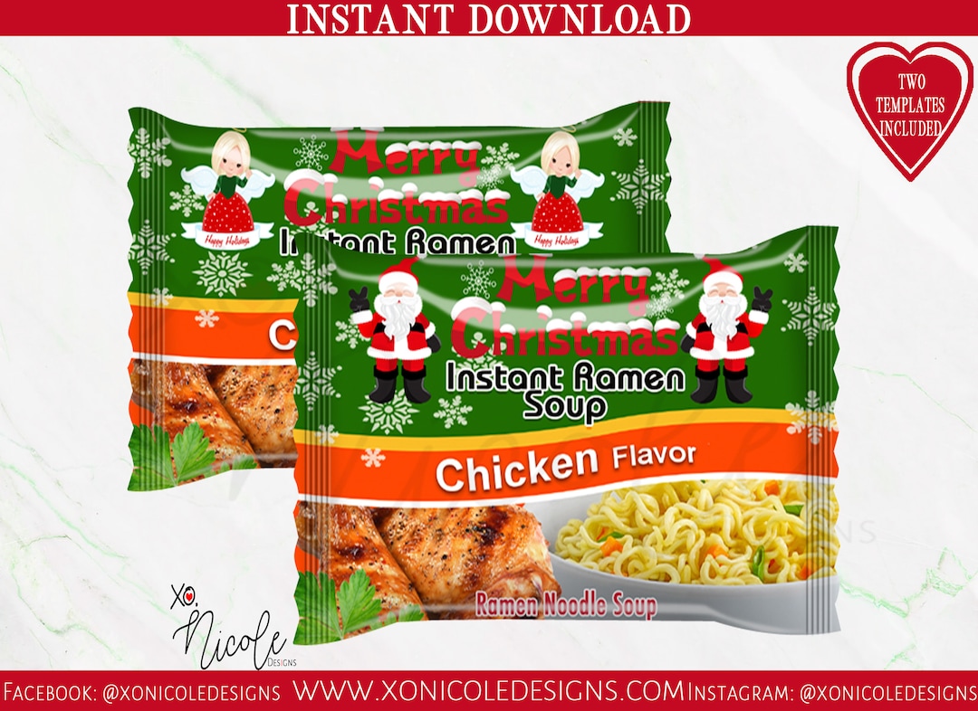 Christmas Ramen Soup Wrappers - Instant Download - Ramen Soup - Gag ...