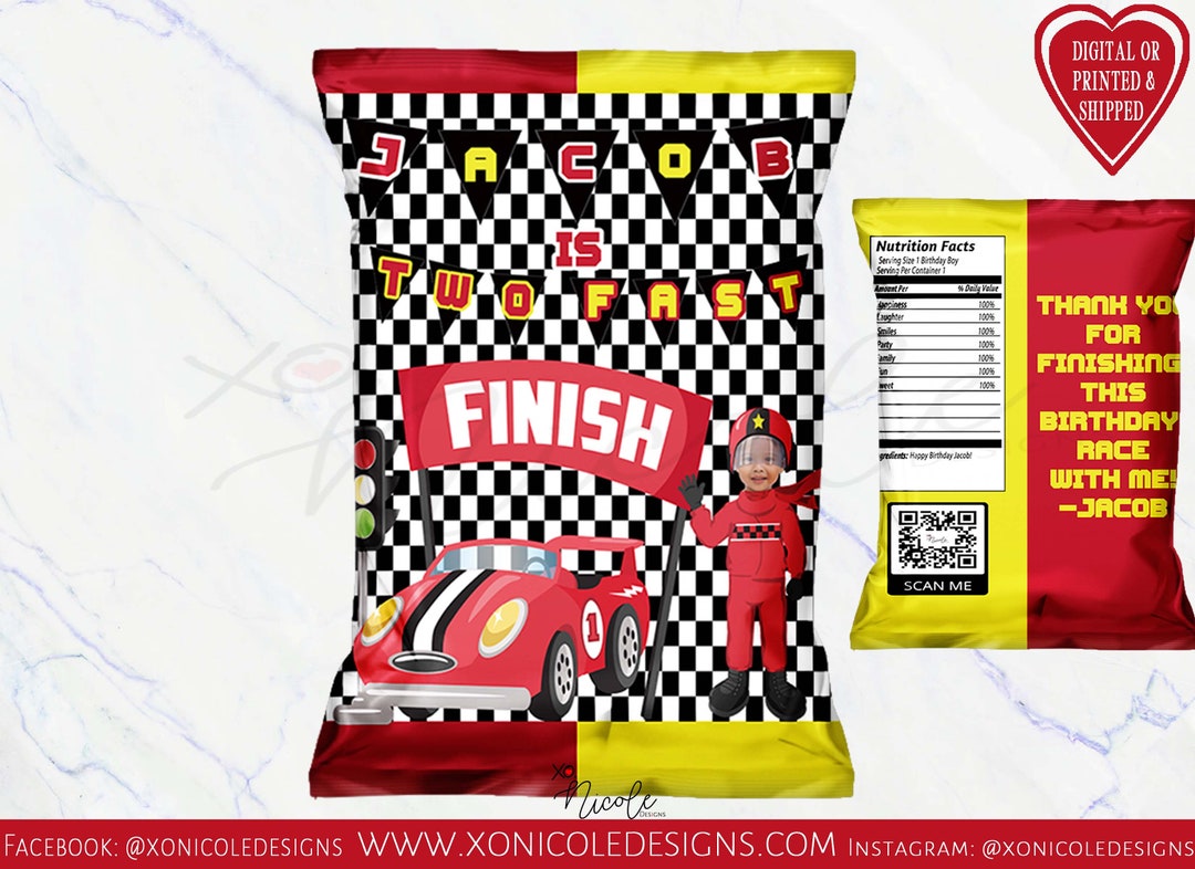 Race Car Two Fast Chip Bags - Chip Bags - Race Car Party - Two Fast ...