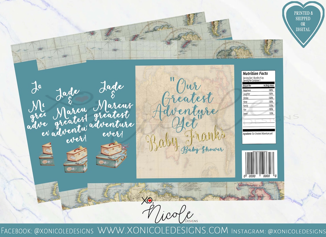 World Map Favors - World Map Chip Bags - Airplane Gift Bags - Adventure ...