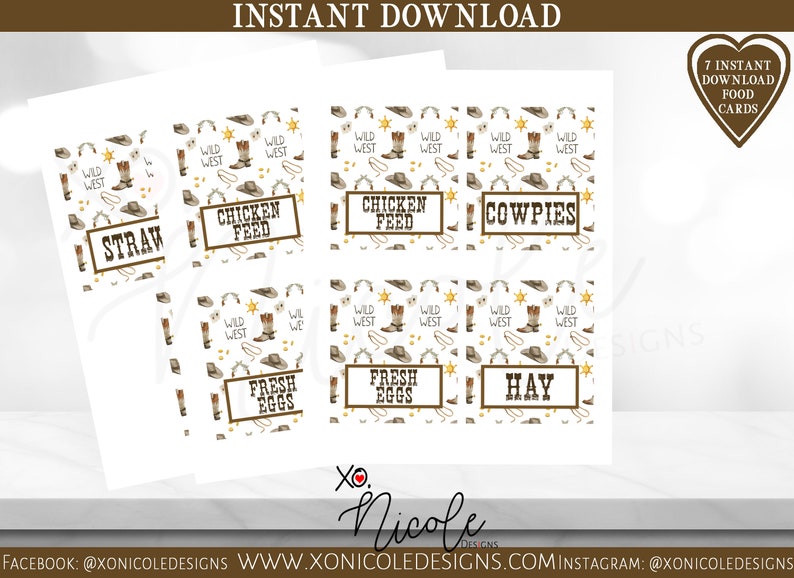Instant Download Rodeo Cowboy Birthday Party Food Labels 1st - Etsy