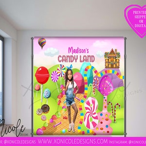 Candyland Birthday Backdrop - Candyland Backdrop - Candy Theme - Photo ...