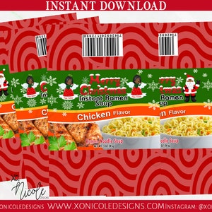Christmas Ramen Soup Wrappers - Instant Download - Ramen Soup - Gag ...