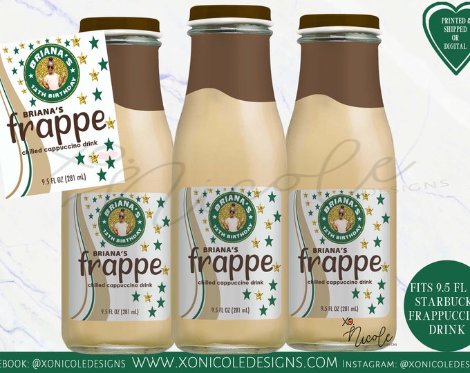 Starbucks Frappe Labels W/photo Frappuccino Starbucks Favors Starbucks ...