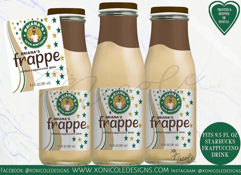 Starbucks Frappe Labels W/photo - Frappuccino - Starbucks Favors ...