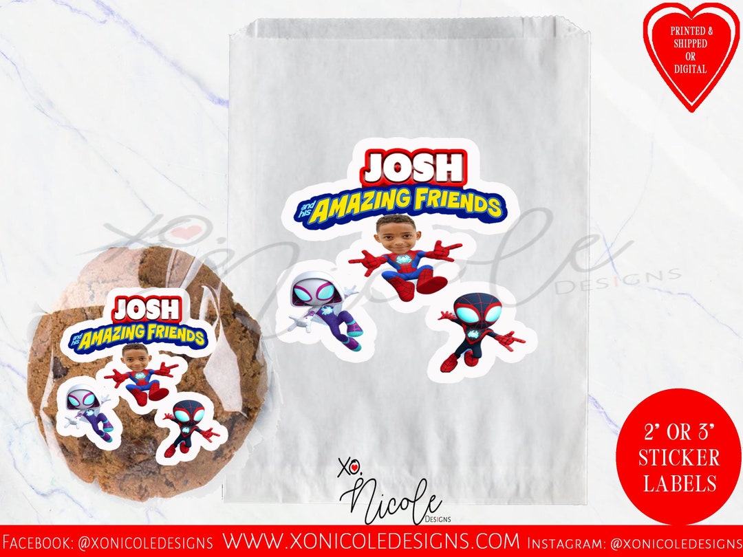 Spidey and Friends Personalized Sticker Labels - Spidey Labels - Spidey ...