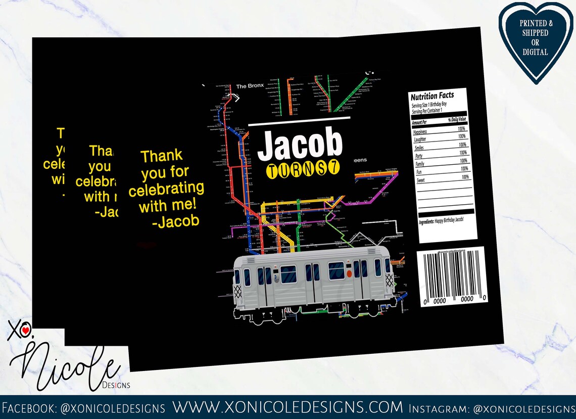 Subway Theme Favors - Subway Chip Bags - Subway Gift Bags - Snack Treat ...