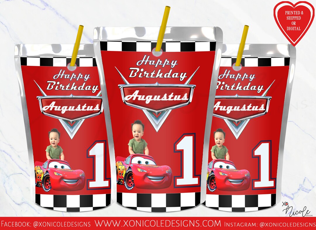 Cars Juice Pouch Labels - Favor Juice Labels - Cars Theme Birthday ...