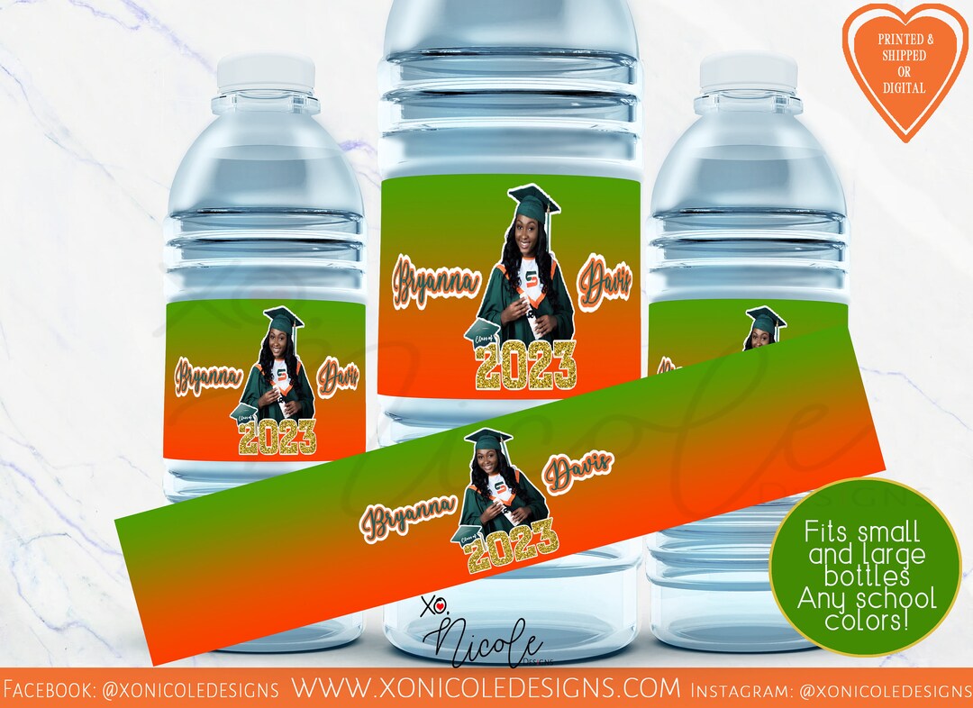Graduation Water Bottles - Favor Water Bottles - Class of Graduation ...