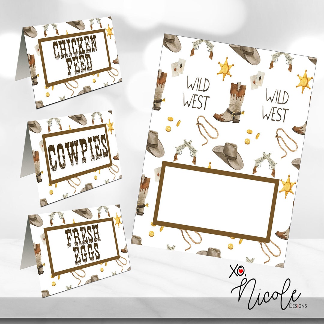 EDITABLE Rodeo Cowboy Birthday Party Food Labels - Rodeo Tent Cards ...