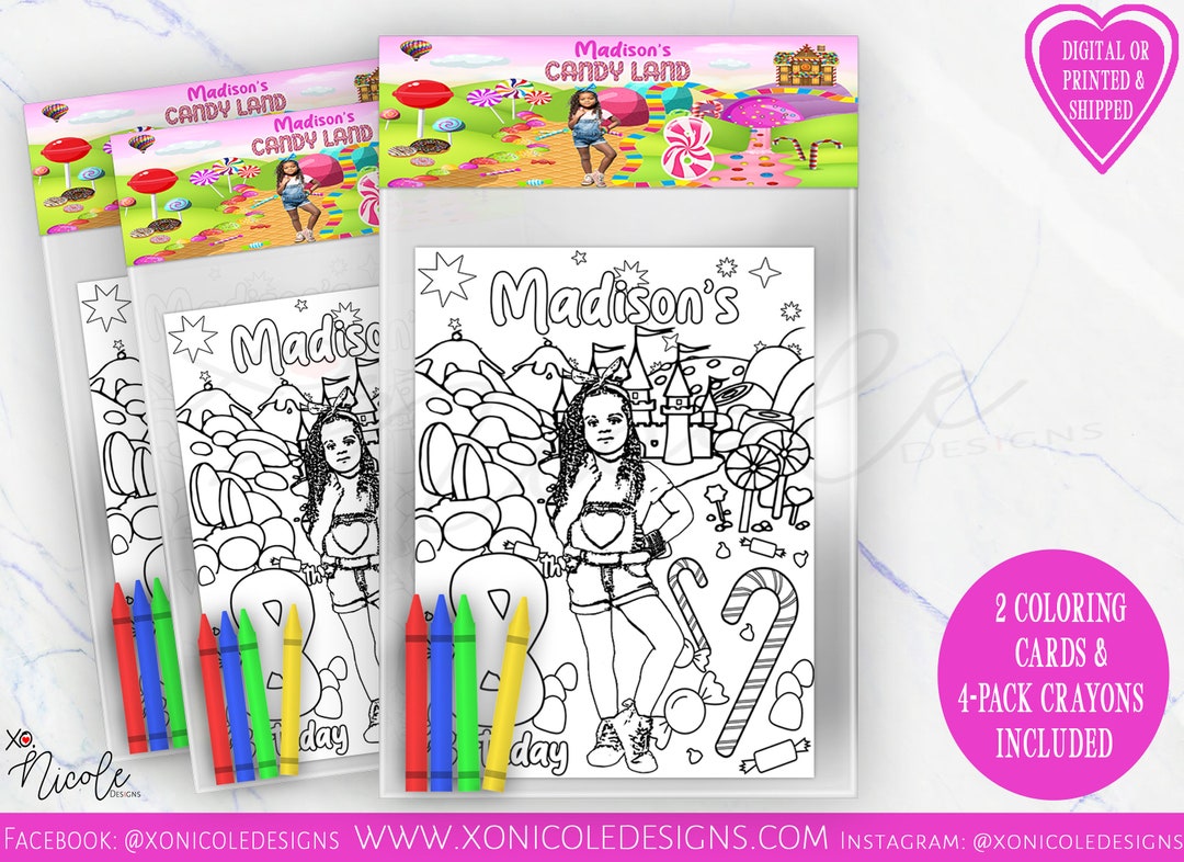 Candyland Coloring Pack - Candyland Theme Coloring Cards - Candy Party ...