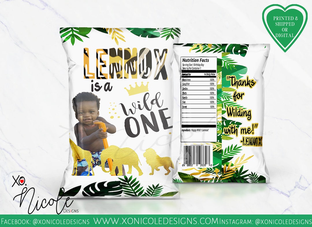 Wild One Theme Favors - Wild One Chip Bags - Safari Gift Bags - Snack ...