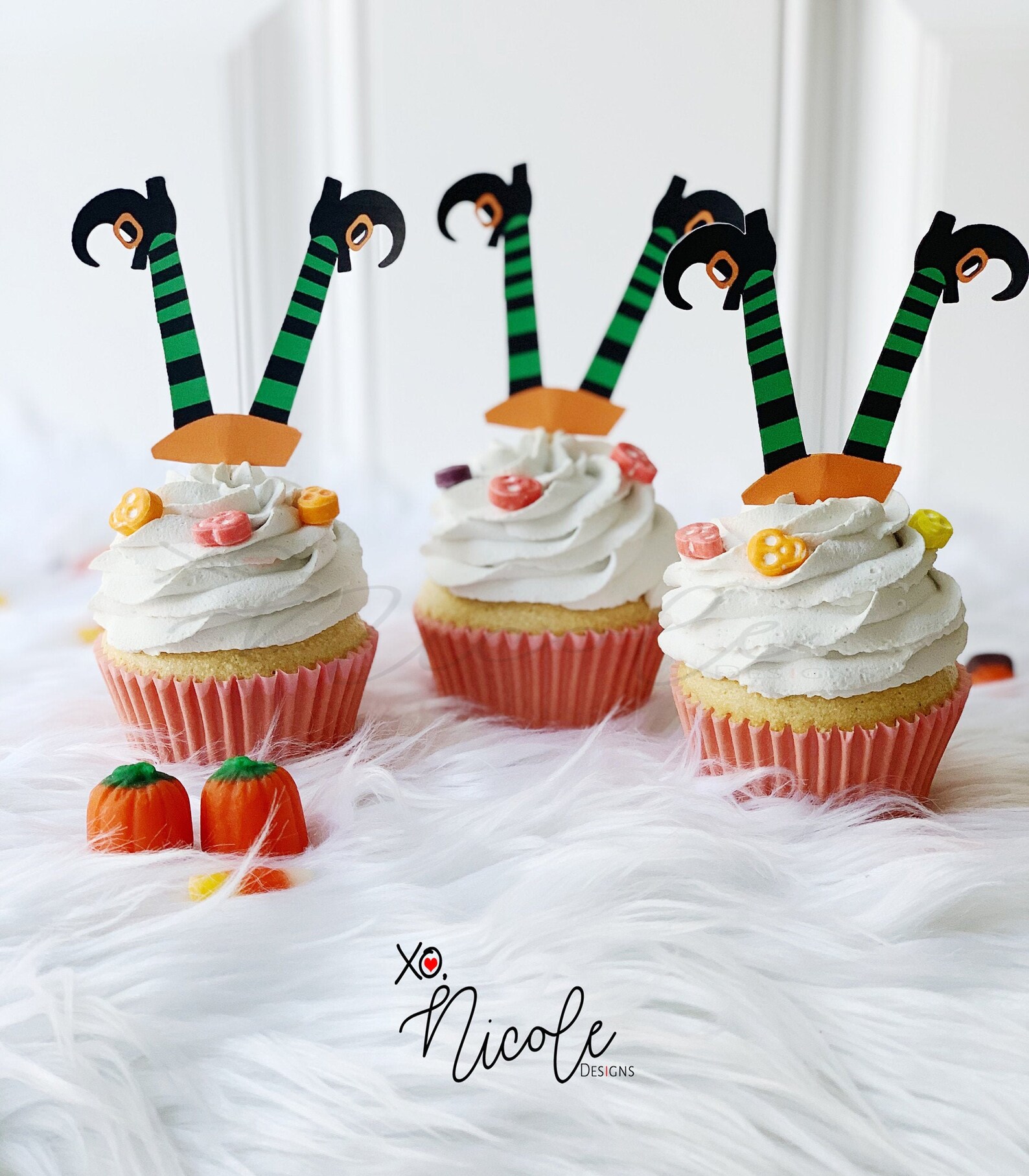 Halloween Cupcake Toppers Witch Cupcake Toppers Spider - Etsy