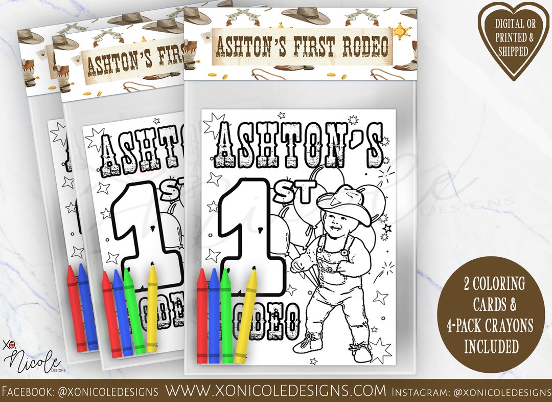 Rodeo Coloring Pack - Western Theme Coloring Cards - Rodeo Cowboy ...