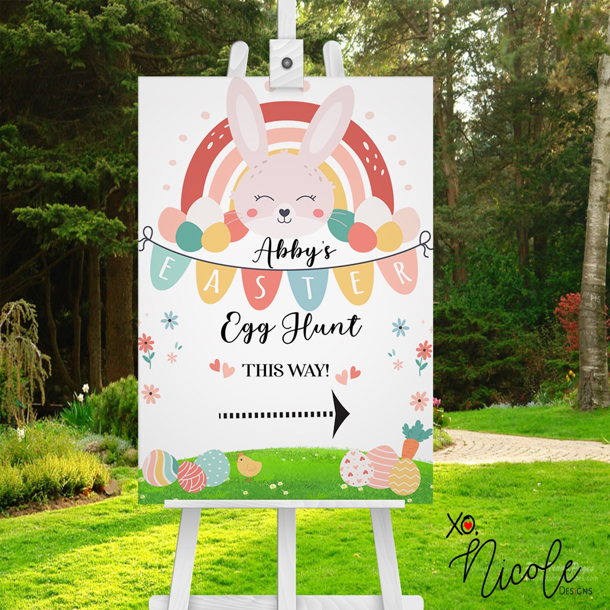 Editable Easter Egg Hunt Welcome Sign - Easter Welcome Sign - Egg Hunt ...