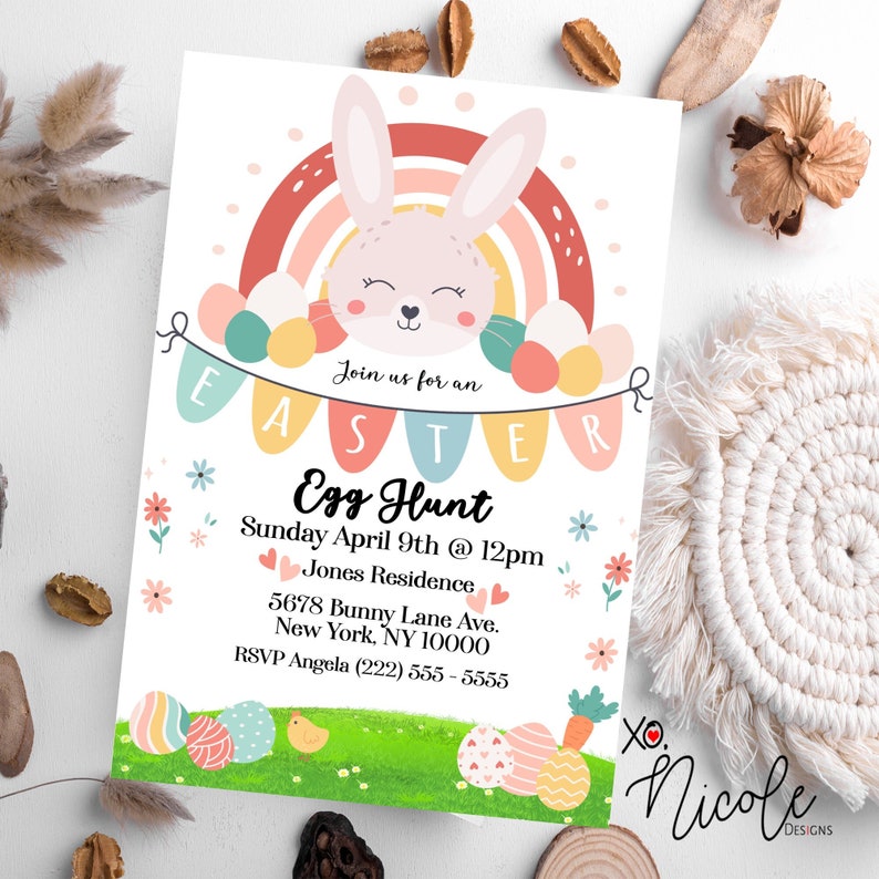 EDITABLE Easter Egg Hunt Invitation Easter Invite Egg Hunt - Etsy