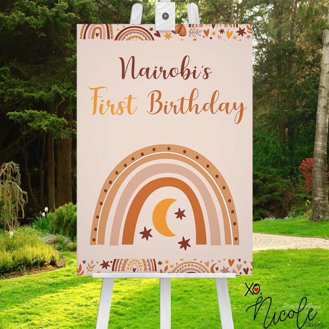 Editable Boho Rainbow Welcome Sign - Boho Rainbow Welcome Sign - Heart ...