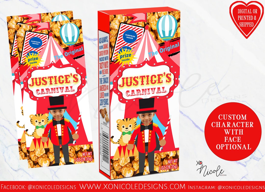 Circus Carnival Cracker Jacks - Carnival Theme - Circus Favors ...