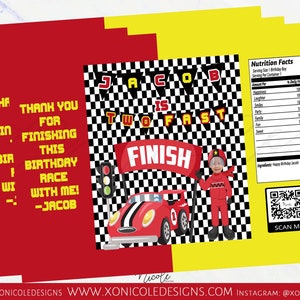Race Car Two Fast Chip Bags - Chip Bags - Race Car Party - Two Fast ...