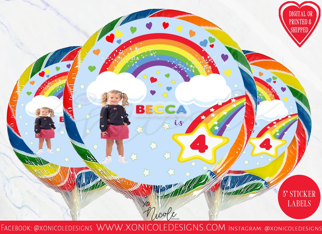 Rainbow Custom Lollipop Labels - Rainbow Lollipop Labels - Rainbow ...