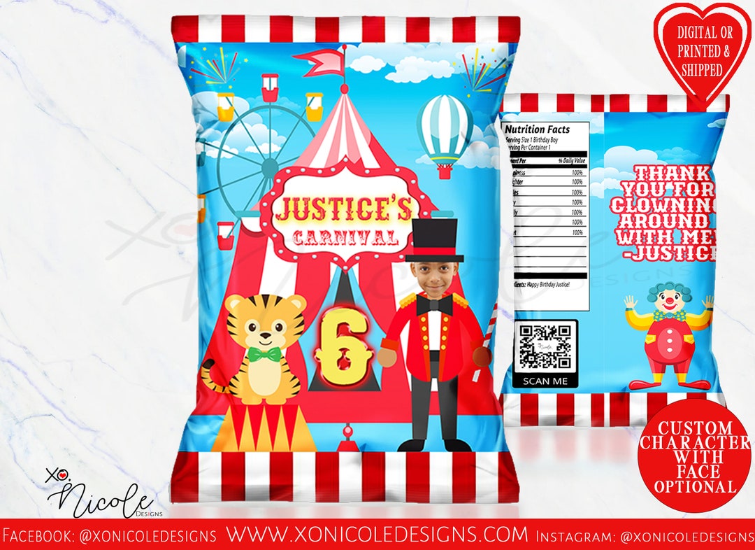 Circus Carnival Chip Bags - Circus Chip Bags - Carnival Party ...