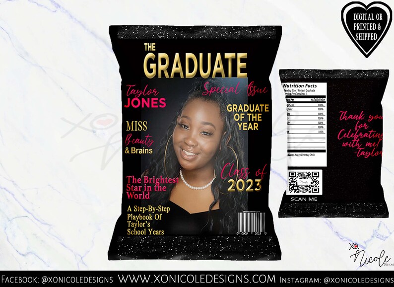 Graduation Party Chip Bags Chip Bags Graduation Magazine - Etsy